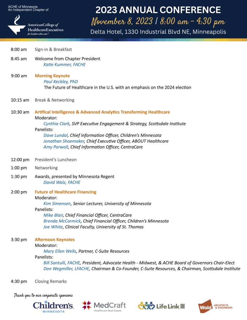 ACHE MN 2023 Annual Conference Agenda - ACHE-MN
