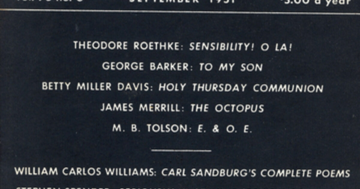 September 1951 | The Poetry Foundation