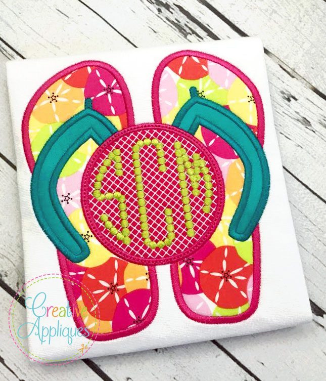 Flip Flops Monogram Applique - Creative Appliques