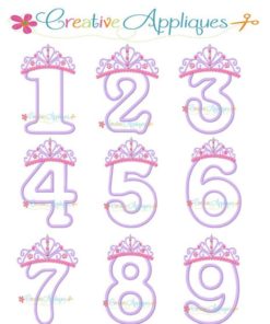 Princess Crown Birthday Number Set Applique - Creative Appliques
