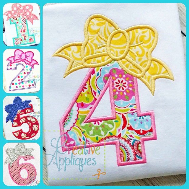 Bow Numbers Applique Set - Creative Appliques