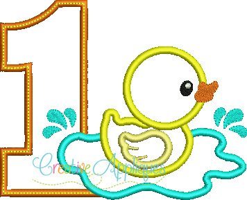 Rubber Duck Number 1 Applique - Creative Appliques