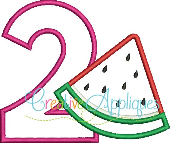 Watermelon Number 2 Applique - Creative Appliques