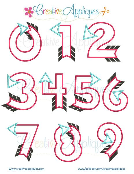 Arrow Number Set Applique - Creative Appliques