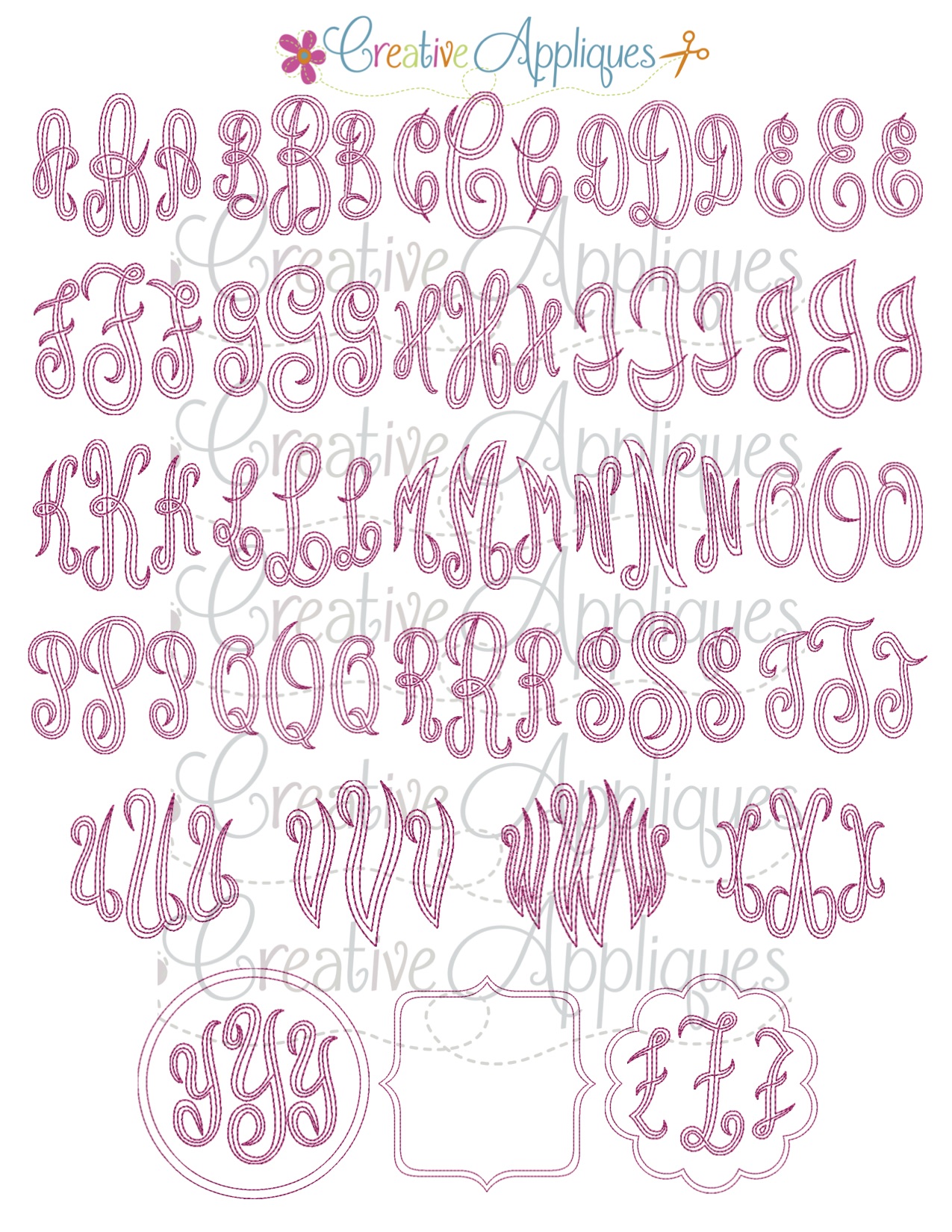 Empire Circle Floss Monogram Embroidery Font SMALL - Creative Appliques