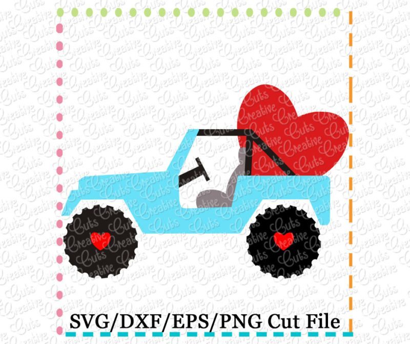 Valentine Jeep Cutting File SVG DXF EPS - Creative Appliques
