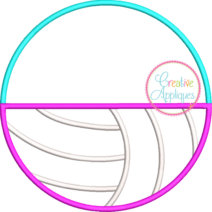 Half Volleyball Applique - Creative Appliques