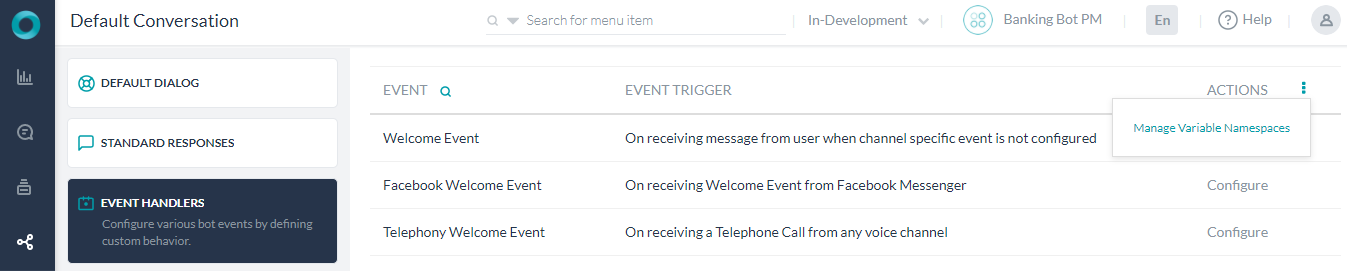 Managing Namespace - Kore.ai Documentation v8.1
