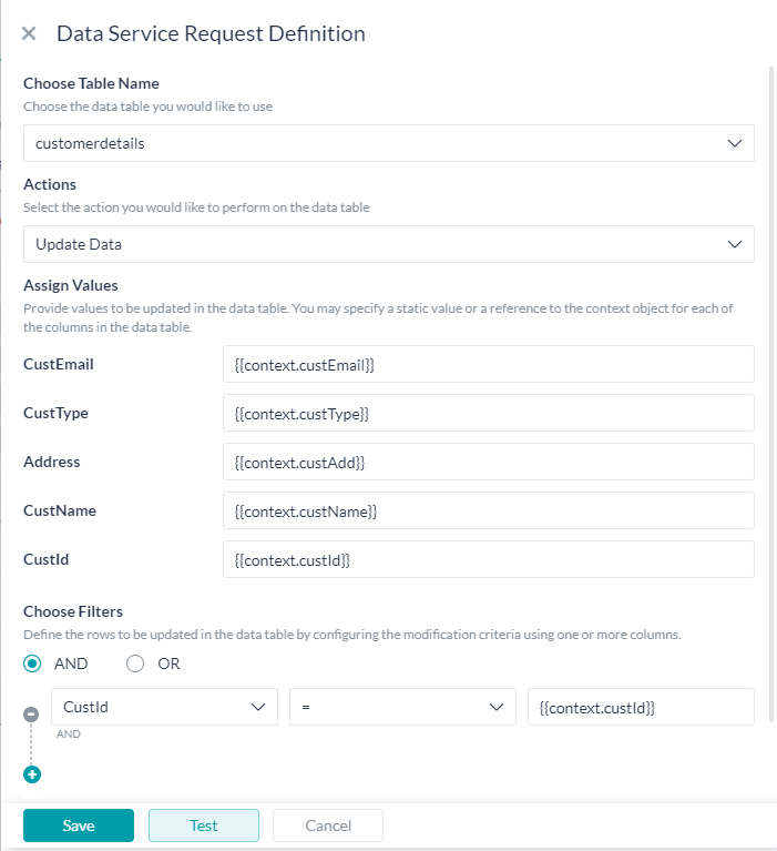 How to Update Data in Data Tables - Kore.ai Documentation v9.0