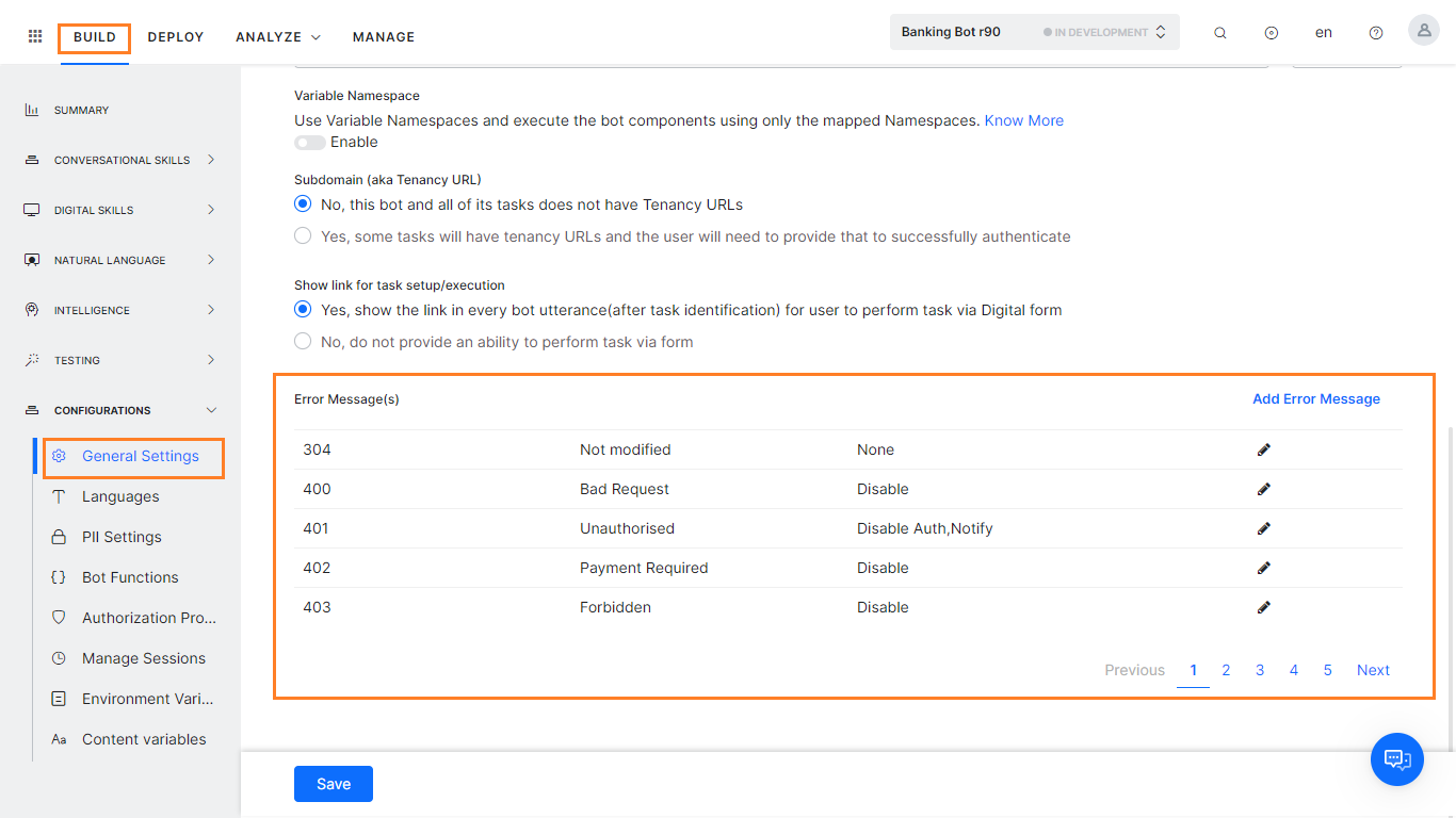 General Settings - Kore.ai Documentation v9.0