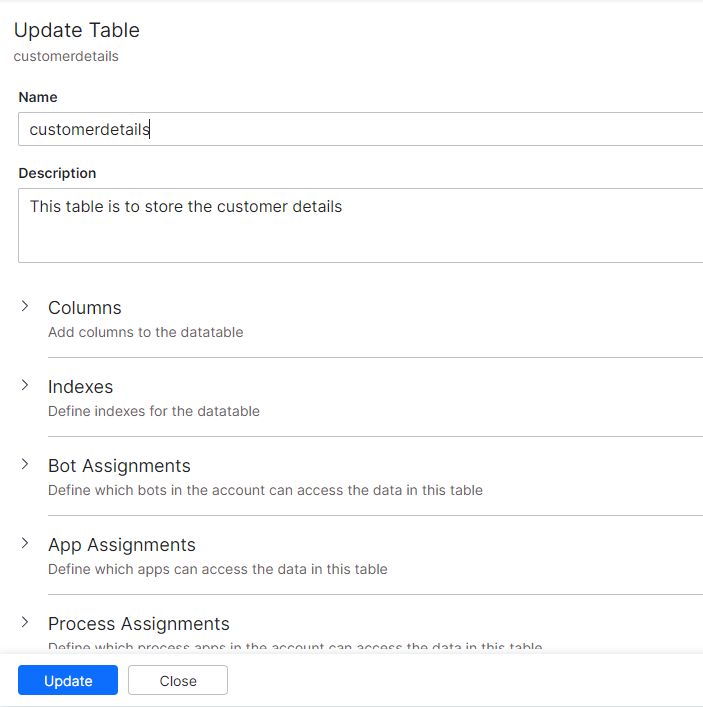 Data Table - Kore.ai Documentation v9.0