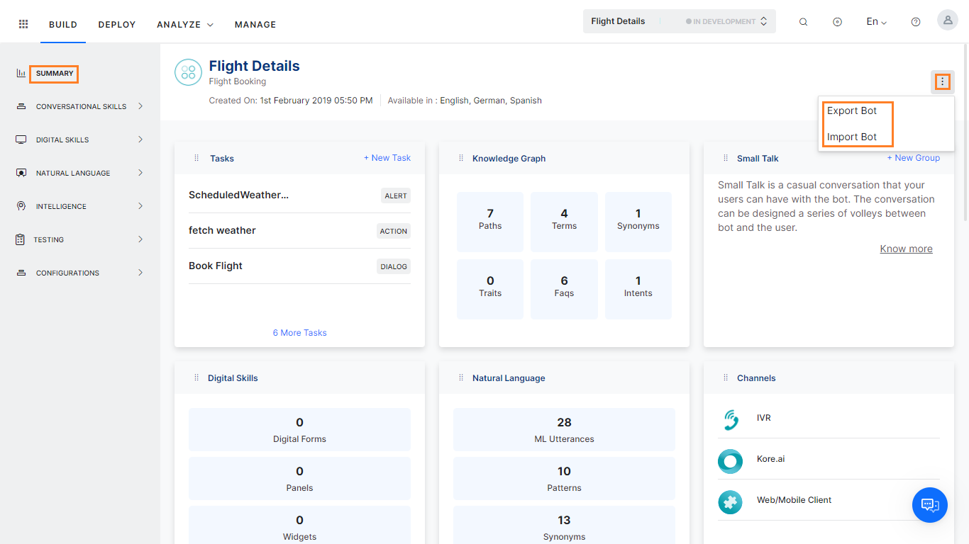 Dashboard - Kore.ai Documentation v9.0