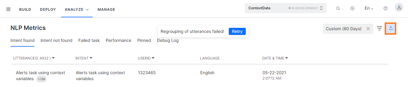 NLP Metrics - Kore.ai Documentation v9.0
