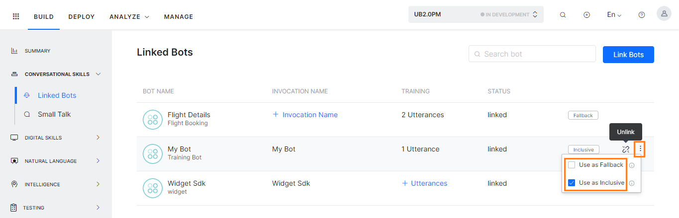 Training a Universal Bot - Kore.ai Documentation v9.0