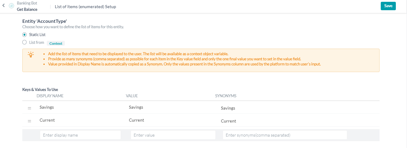 Creating a Banking Bot - Kore.ai Documentation v9.0