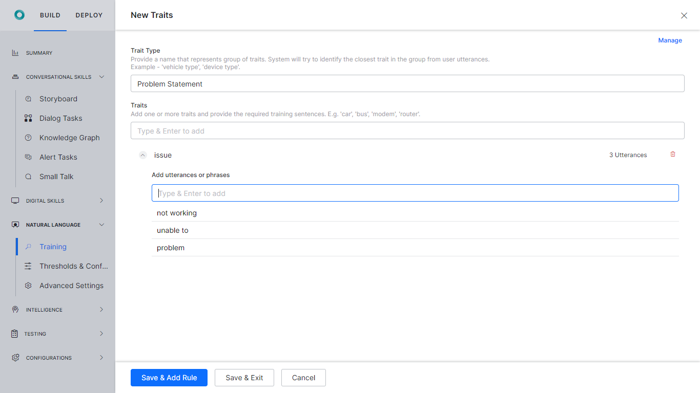 How to Use Traits - Kore.ai Documentation v9.0