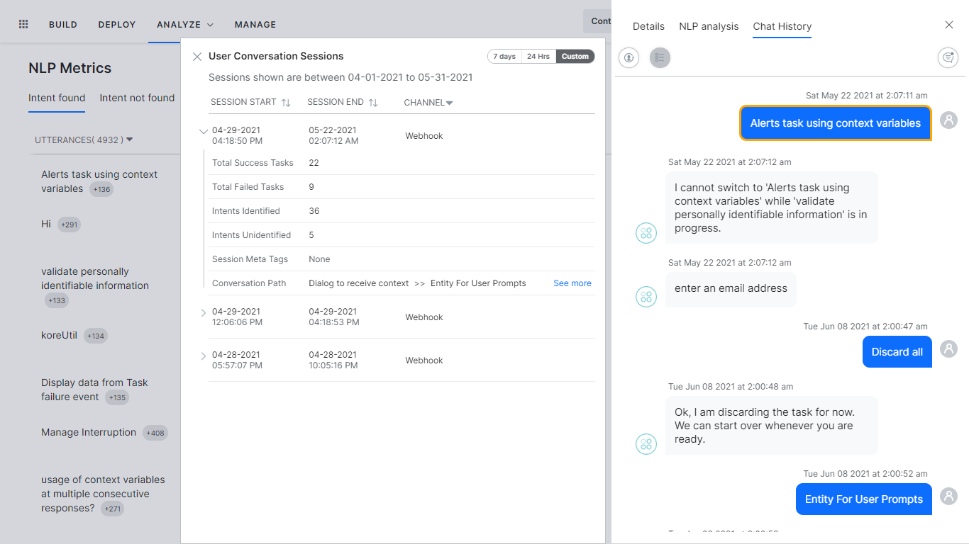 NLP Metrics - Kore.ai Documentation v9-1