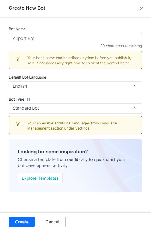 Creating a Simple Bot - Kore.ai Documentation v9-1