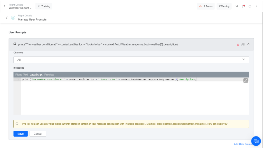 User Prompts - Kore.ai Documentation