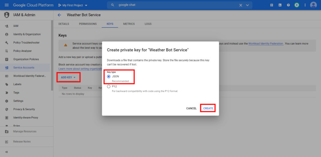 Adding the Google Chat Channel - Kore.ai Documentation