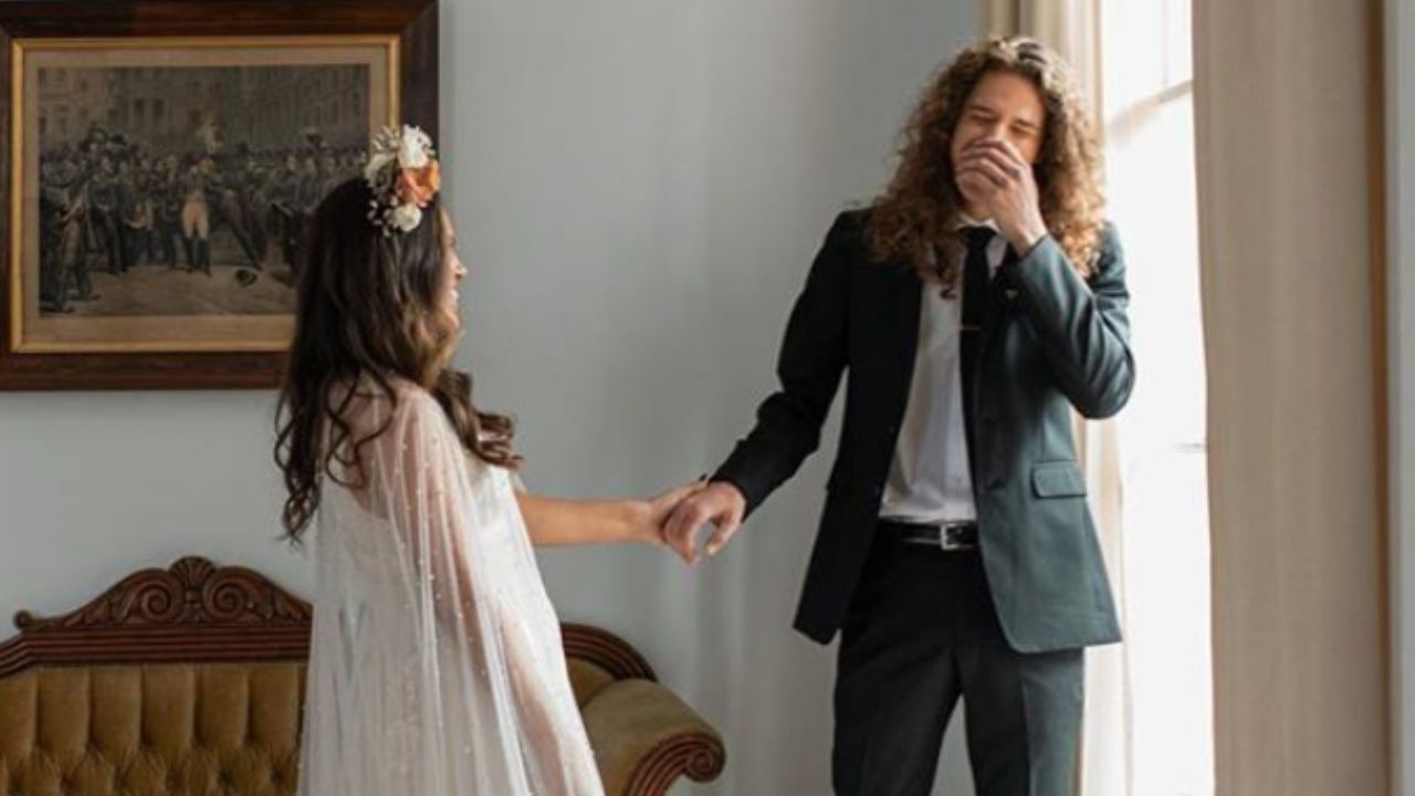 Watch: Groom Has Emotional First Look Reaction in Brunch Wedding