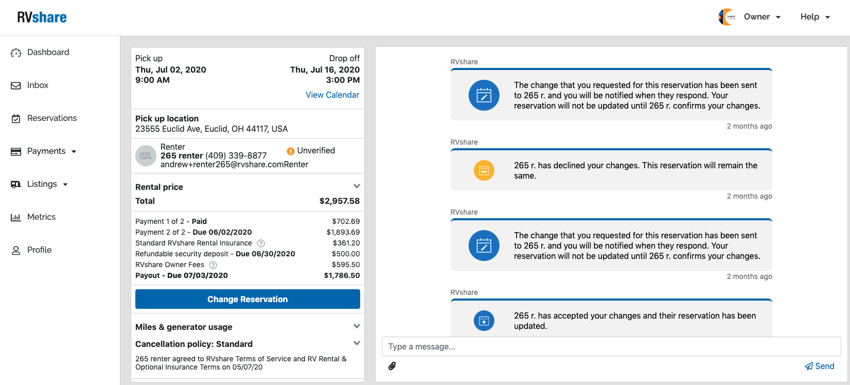 Reservations overview | RVshare Owner Toolkit