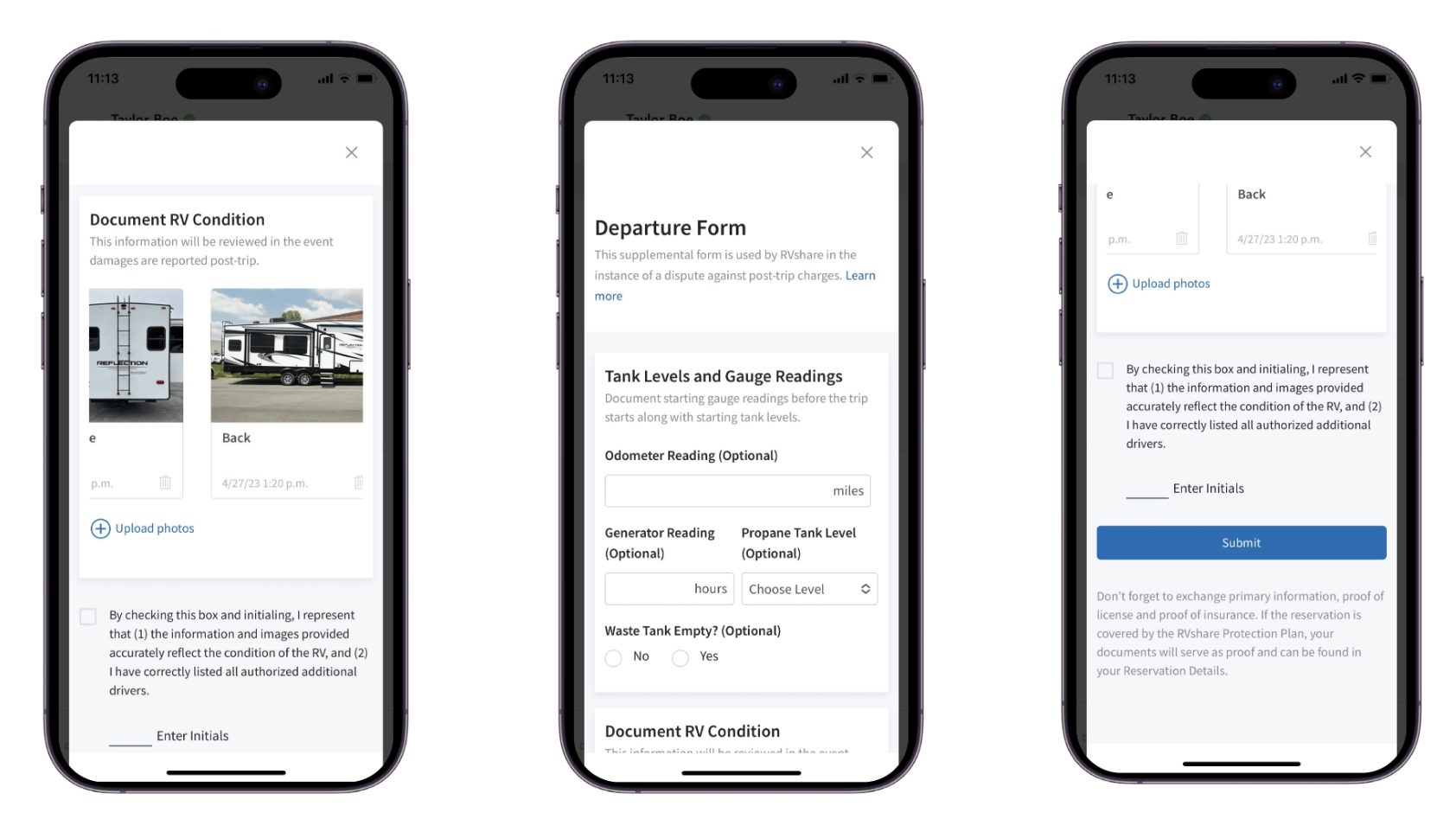 Departure and Return Forms | RVshare Owner Toolkit