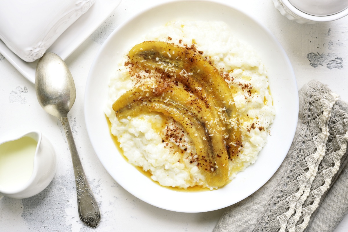 Kid-friendly Japanese Ginger Banana Rice Pudding with Fried Sweet ...